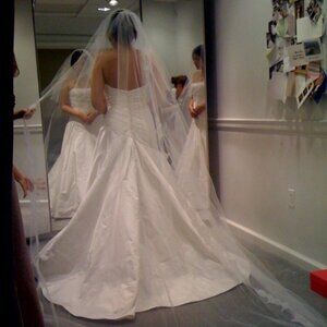 JLM Couture Lazaro | Dresses | Ivory Silk Lace Shoulder Aline Draping ...